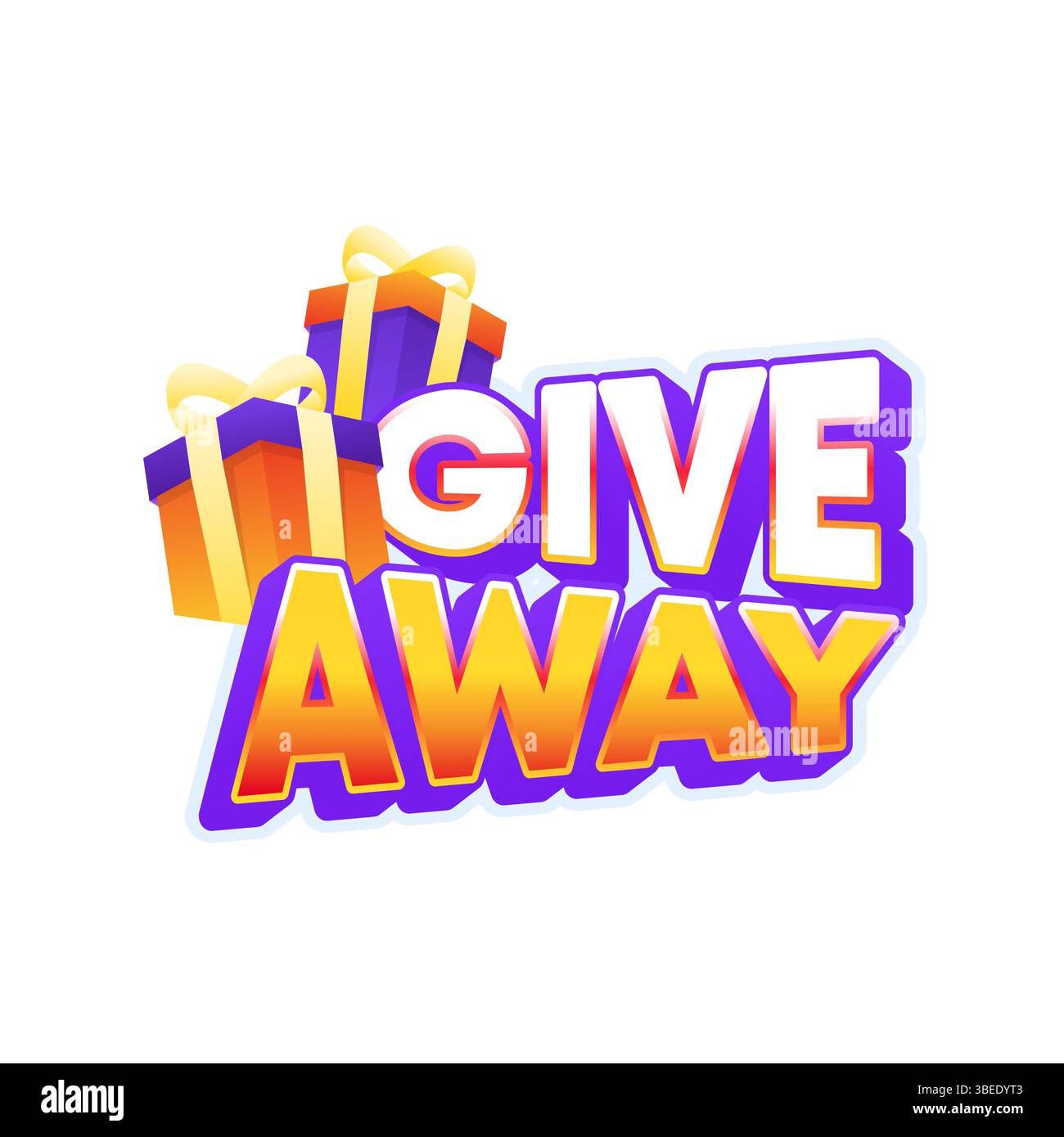 Giveaway text gift box Cut Out Stock Images & Pictures - Alamy