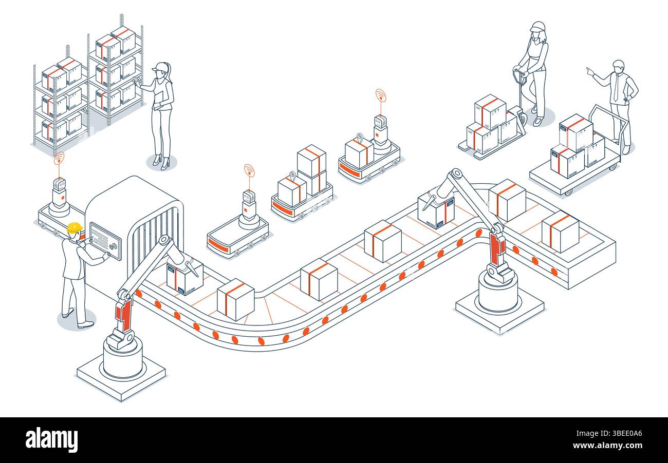 Smart warehouse automation with AGVs and AMRs, delivering global logistics solutions through ...
