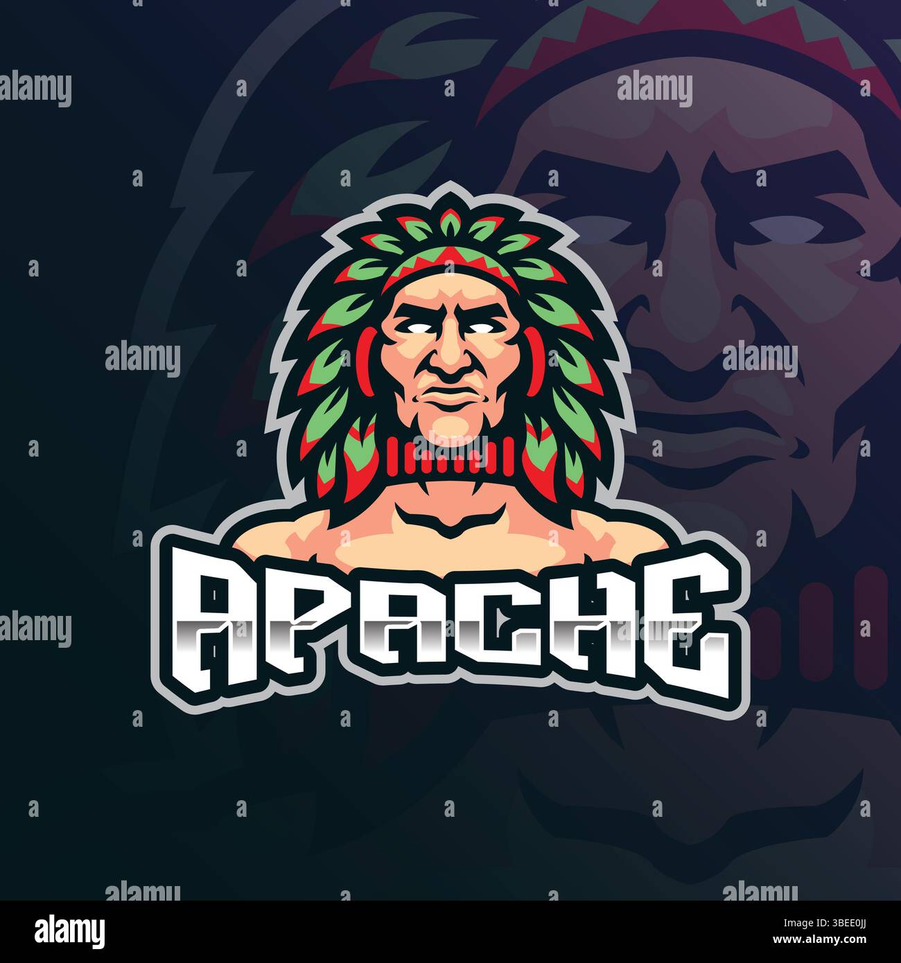 Apache mascot logo with modern illustration concept style for badge ...