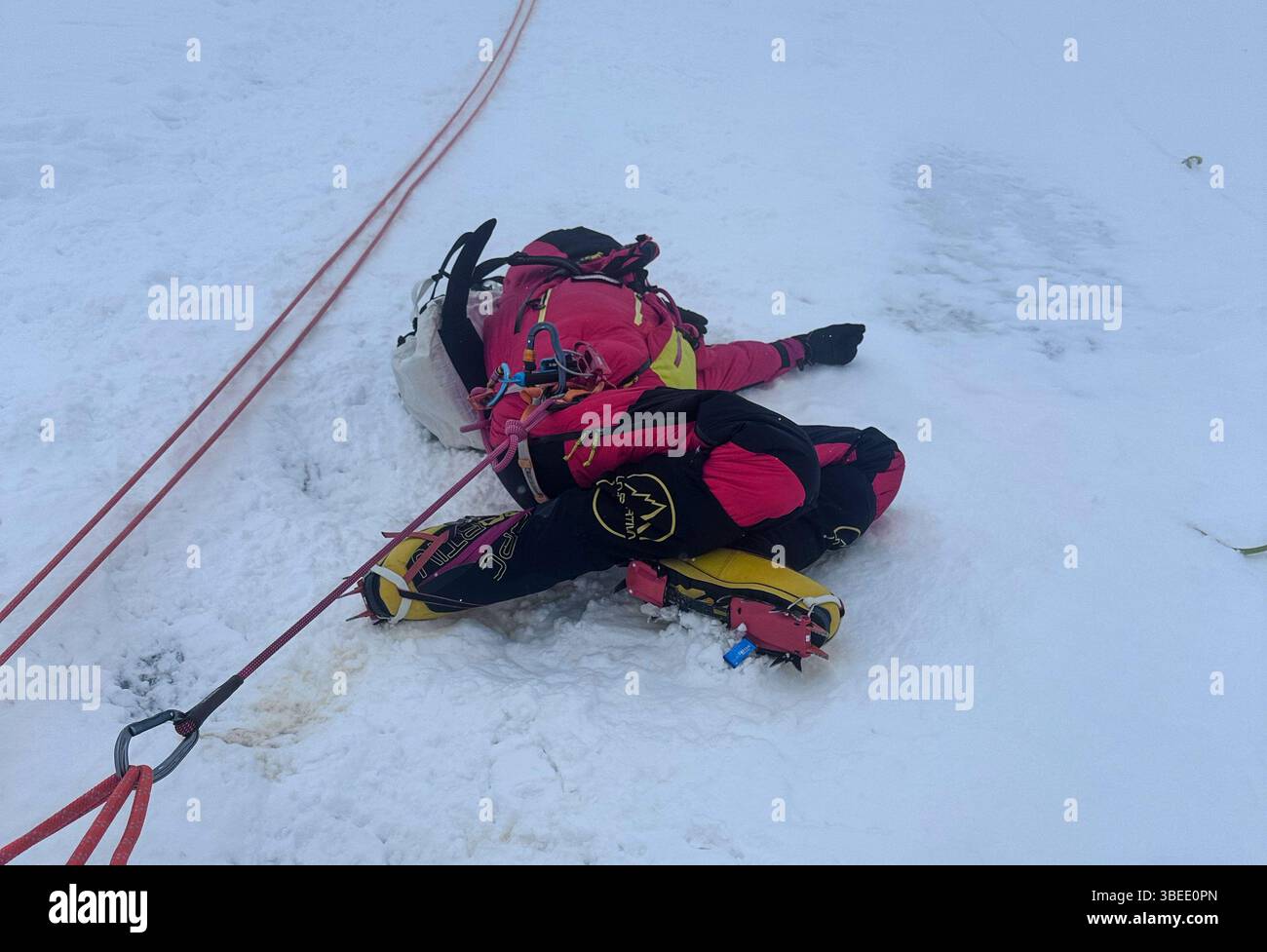 The body of an unidentified mountaineer lies near Camp 4 on the way to the summit of Mount ...