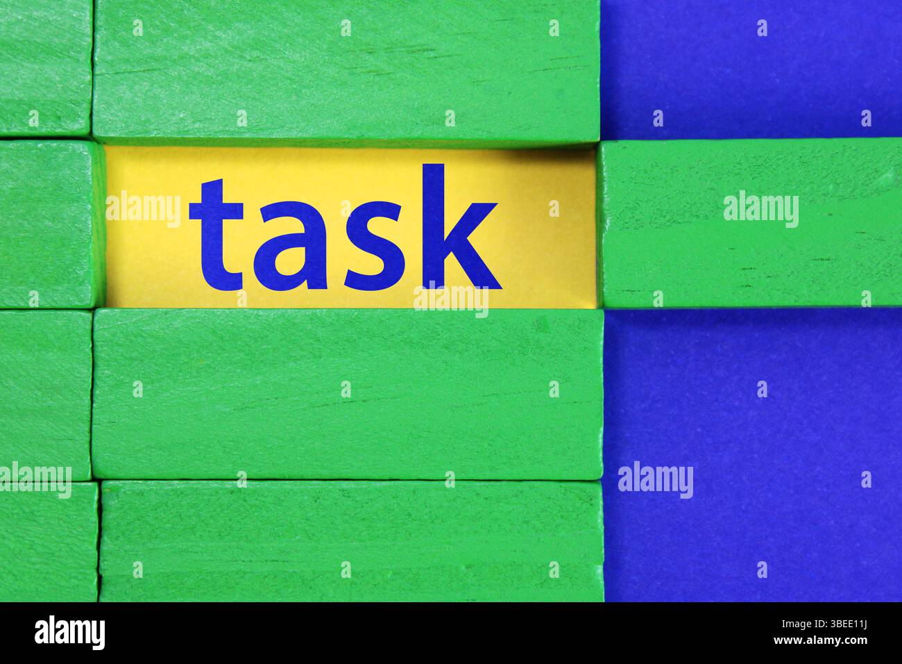 Wooden blocks revealing a pending task Stock Photo - Alamy
