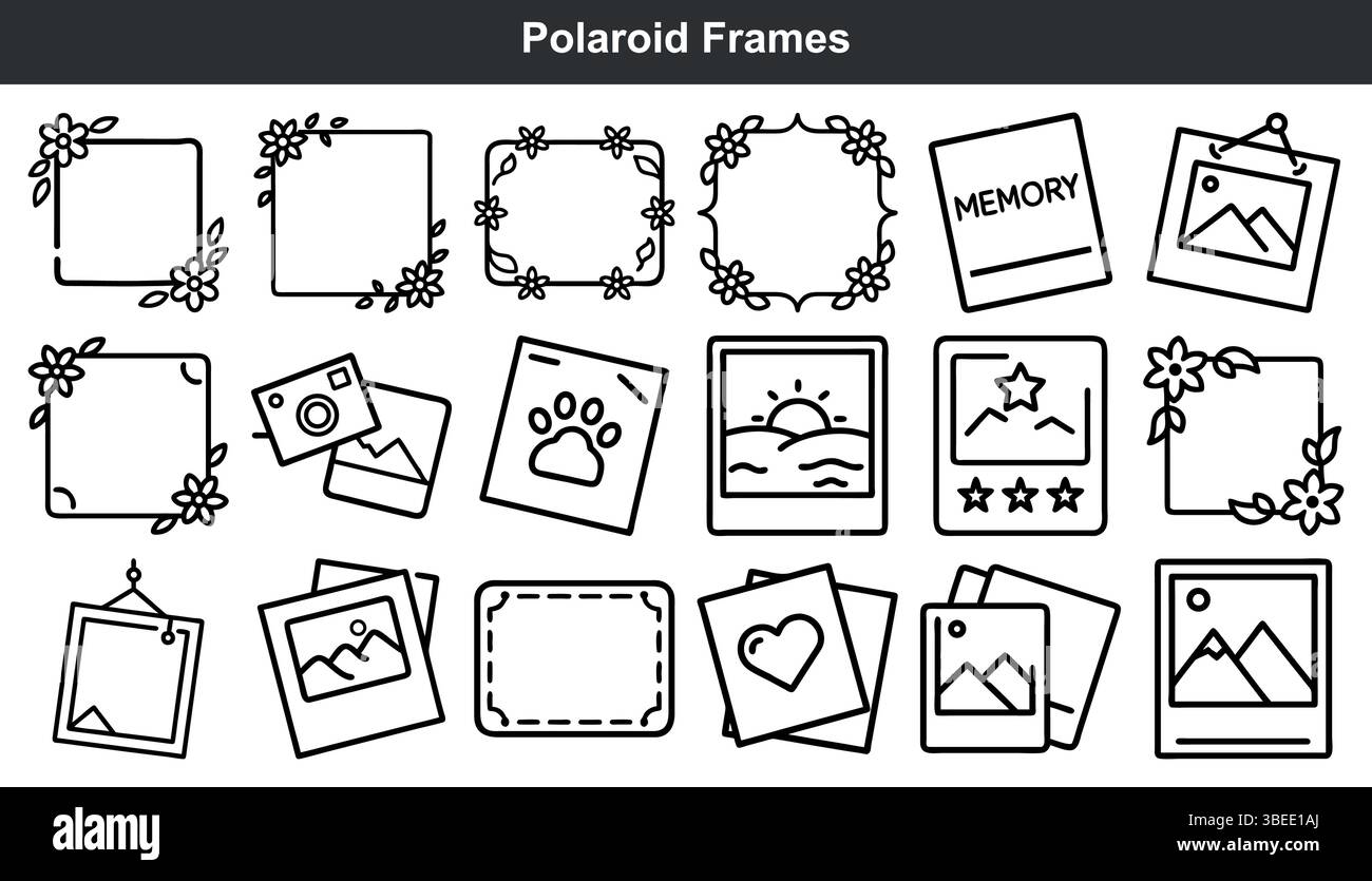 Cute polaroid frames floral design elements Stock Vector Image & Art ...