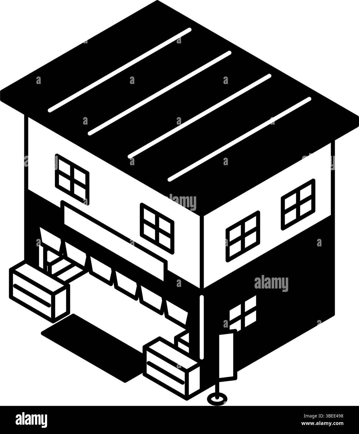 Private store with goodwill, simple black and white line drawing ...