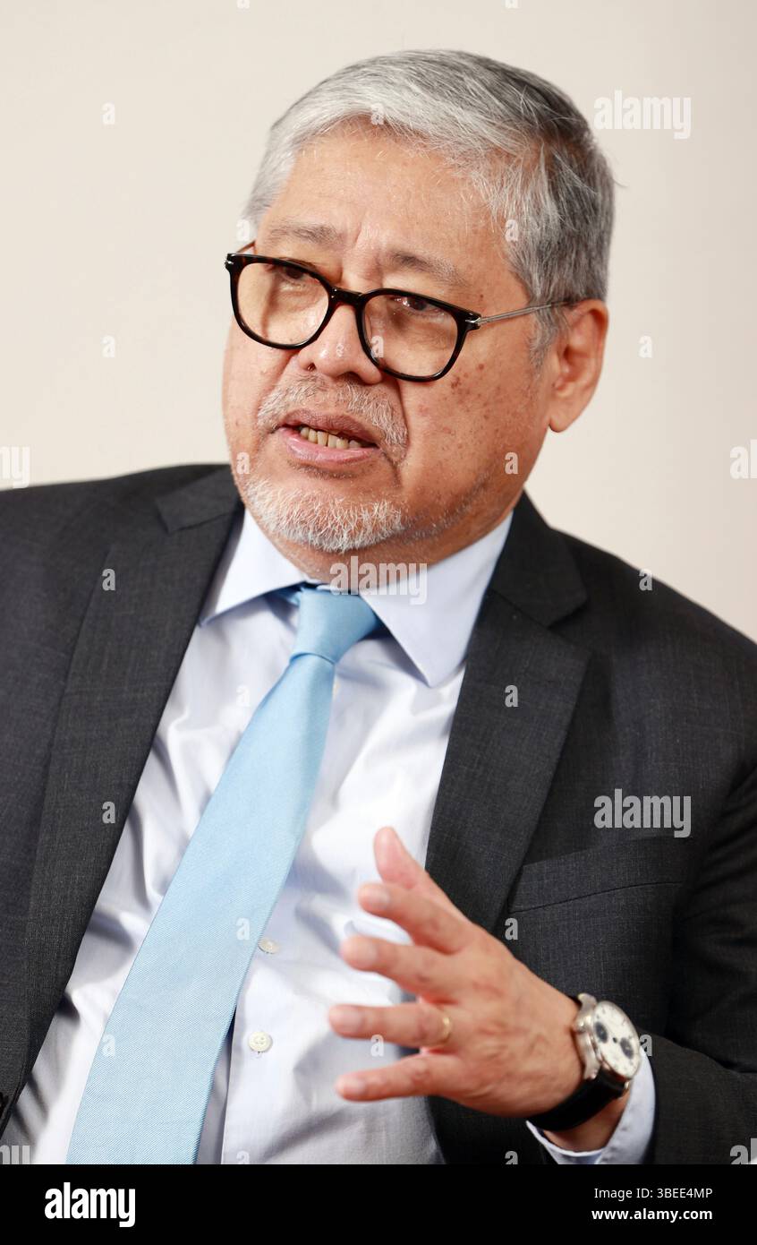 Philippine Foreign Minister Enrique Manalo speaks during an interview ...