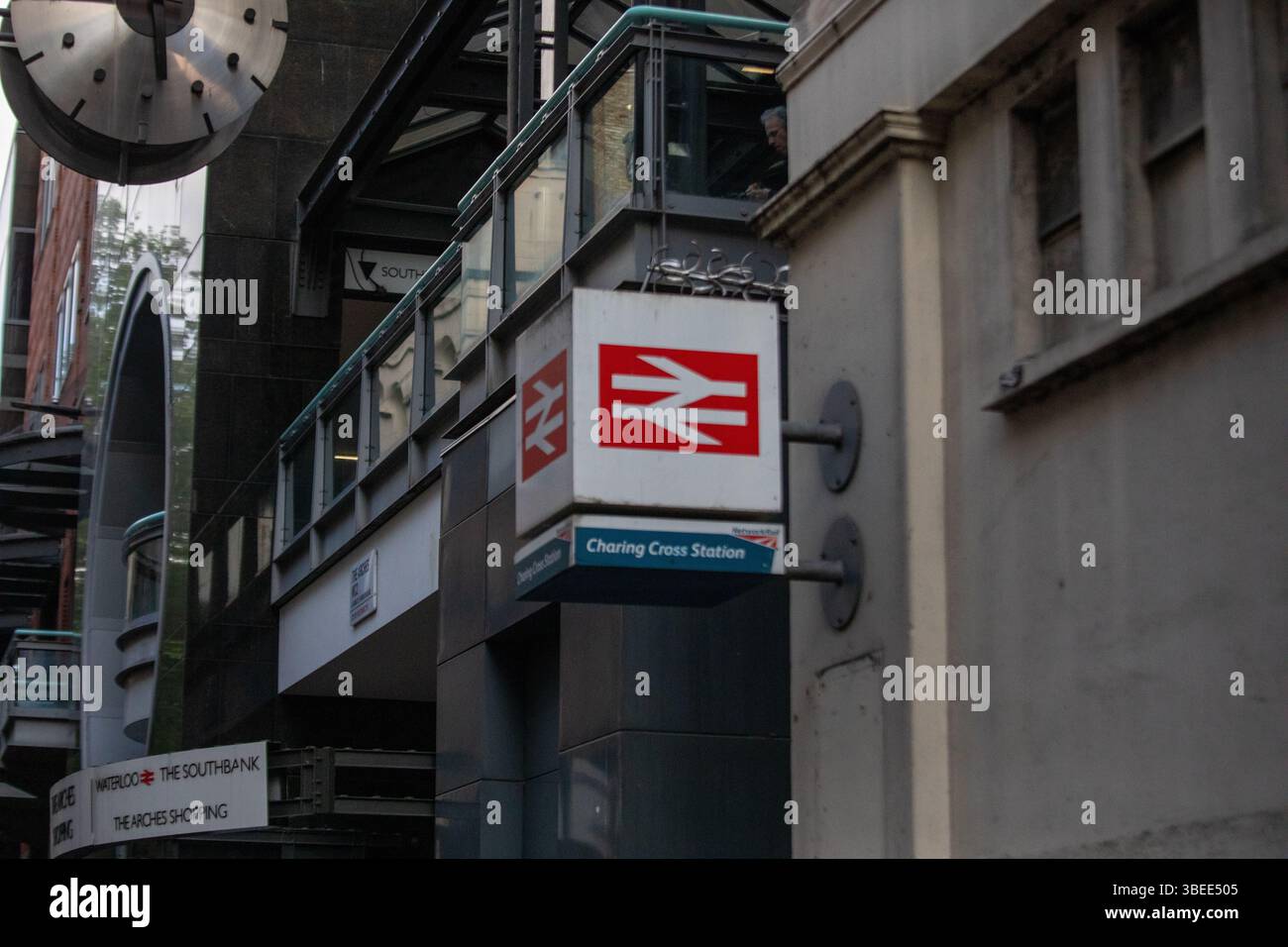 Entrance sign for Charing Cross Station in London, featuring the iconic ...