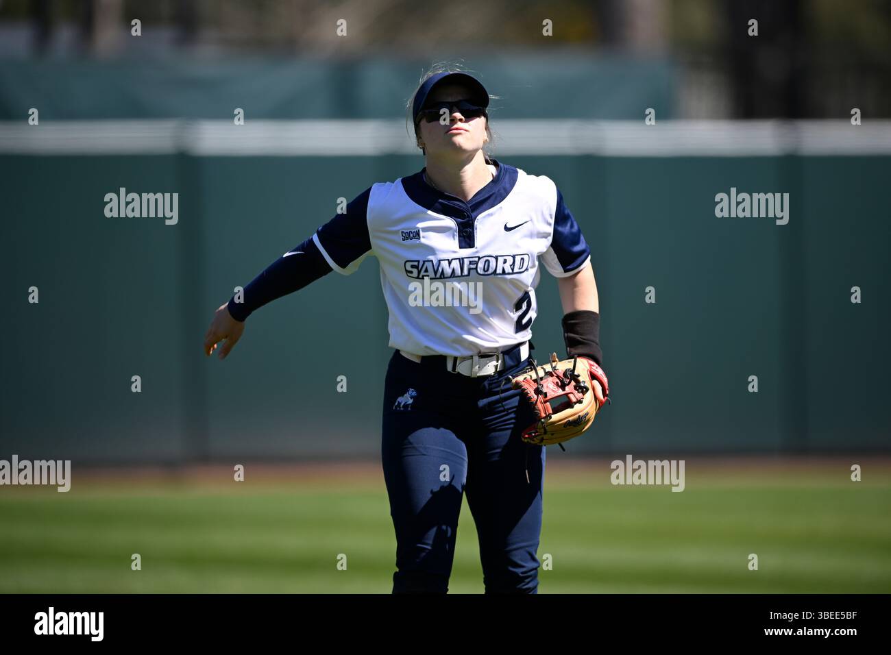 Samford's Sarah Squillace (2) during an NCAA college softball game ...