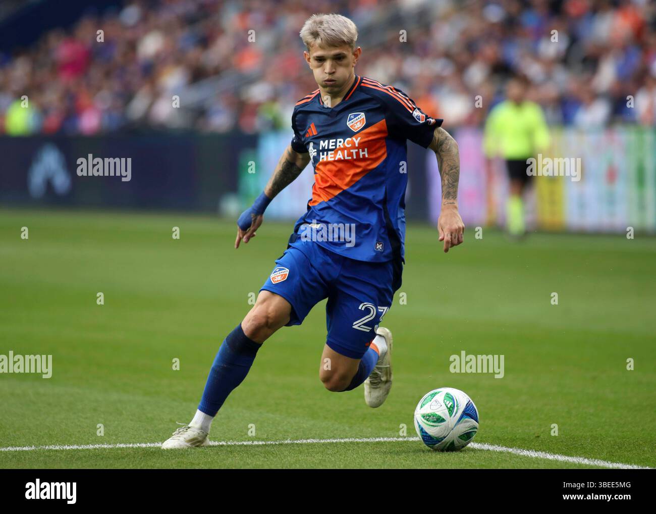 May 28, 2025: FC Cincinnati's Luca Orellano plays the ball during an ...