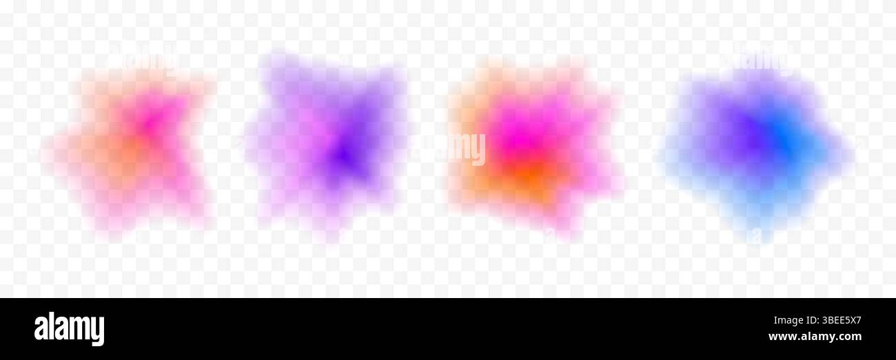 Abstract blurry gradient splash shape set. Pastel colored liquid blob ...