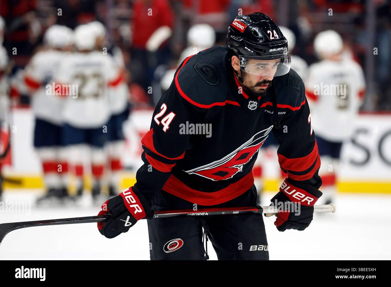 Carolina Hurricanes' Seth Jarvis (24) reacts following the Hurricanes ...