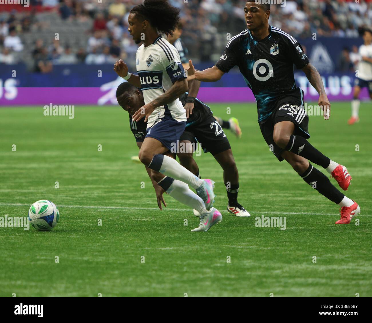 Vancouver, Canada. 28th May, 2025. VANCOUVER, BC - MAY 28: Vancouver Whitecaps midfielder Jayden ...