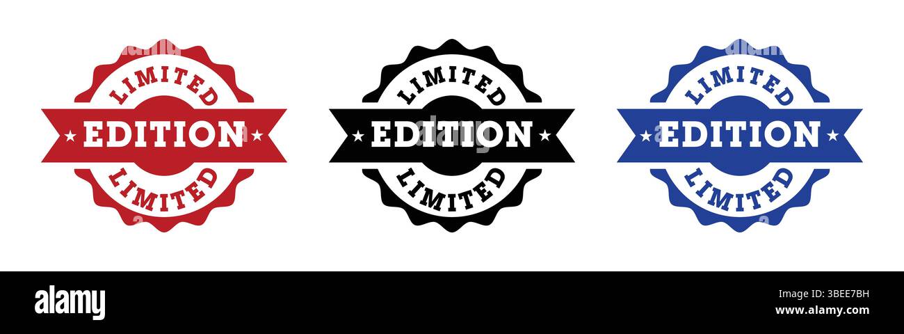 Limited Edition Product Badge Labels in Red Black and Blue Stock Vector ...