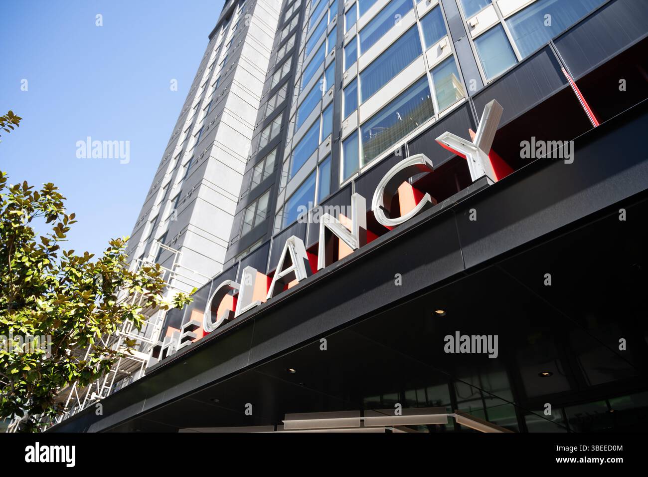 Facade of a hotel with 'THE CLANCY' signage in the SoMa neighborhood ...