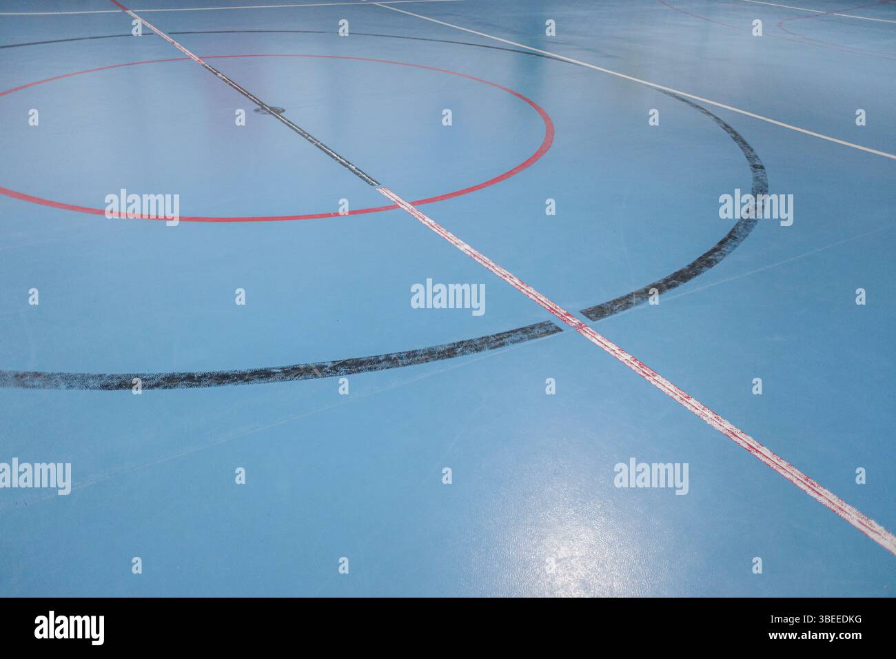 abstract geometric patterns on a modern sports hall surface perspective ...