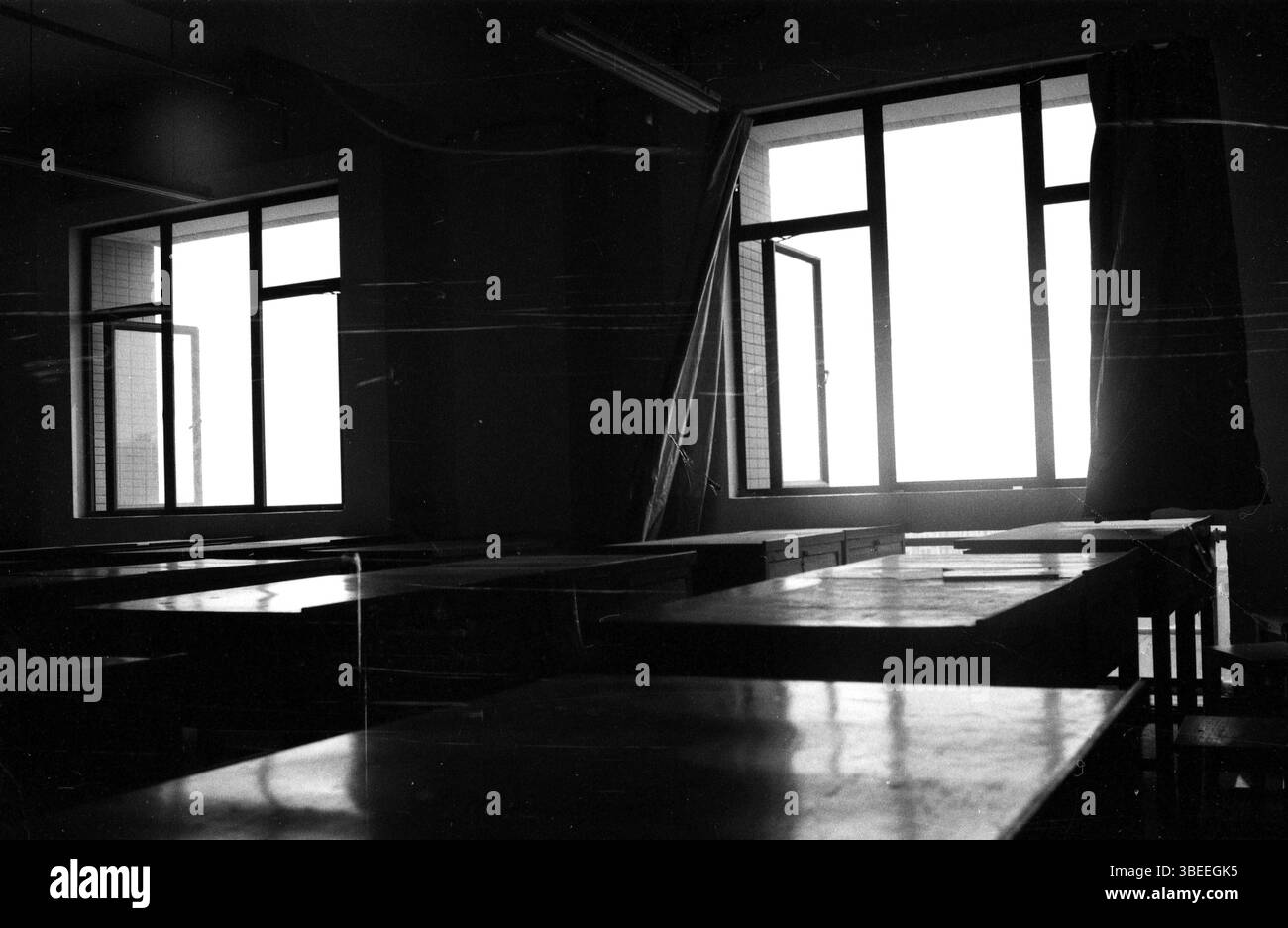 Late 2000s Chinese University Classroom Interior with Open Windows ...