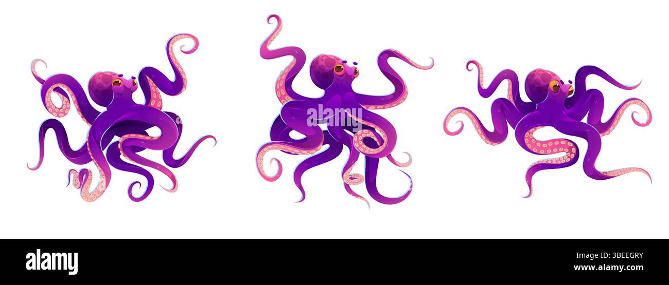 Cartoon octopus character with purple tentacles - playful sea creature ...