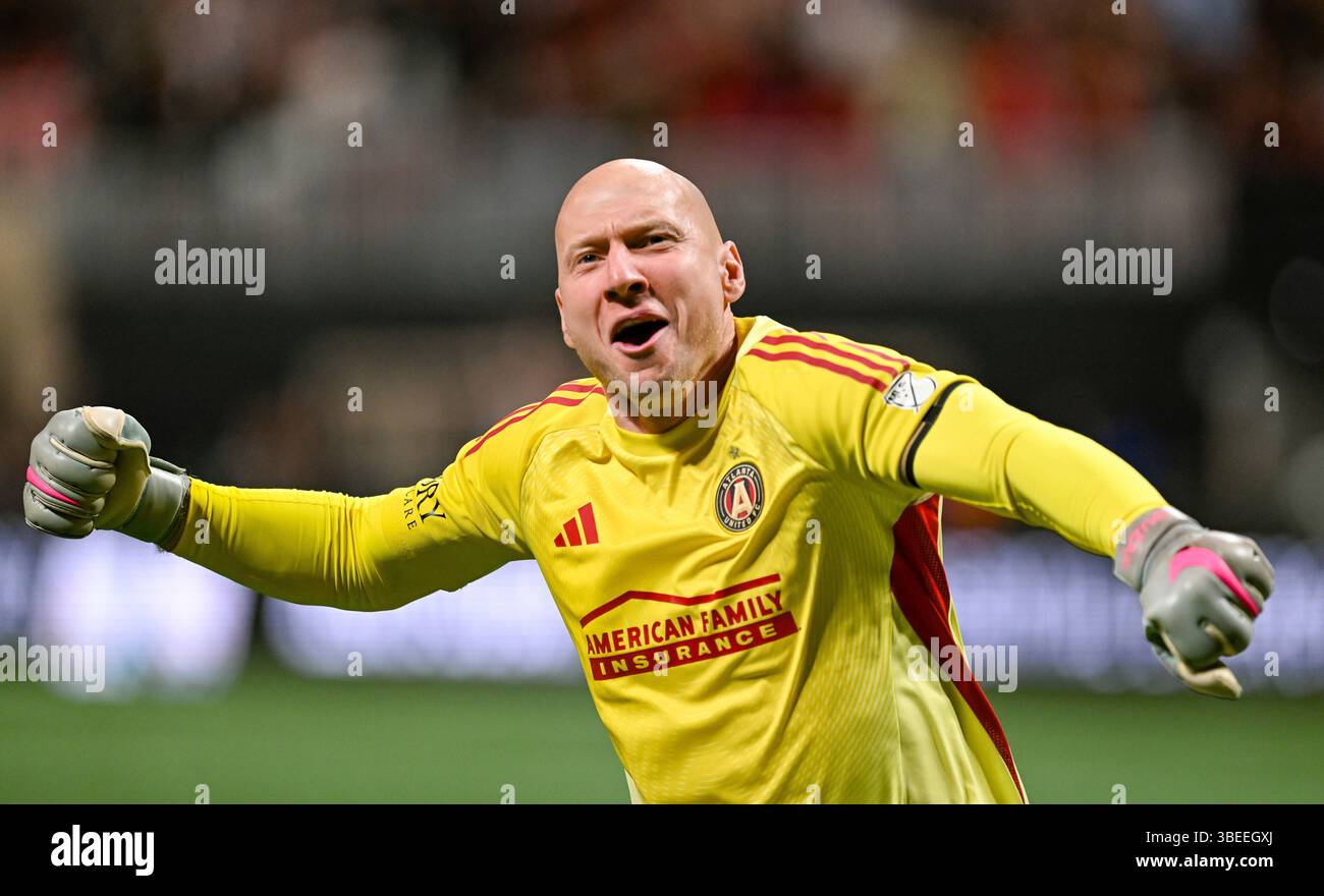 ATLANTA, GA – MAY 28: Brad Guzan #1 of Atlanta reacts after a second ...
