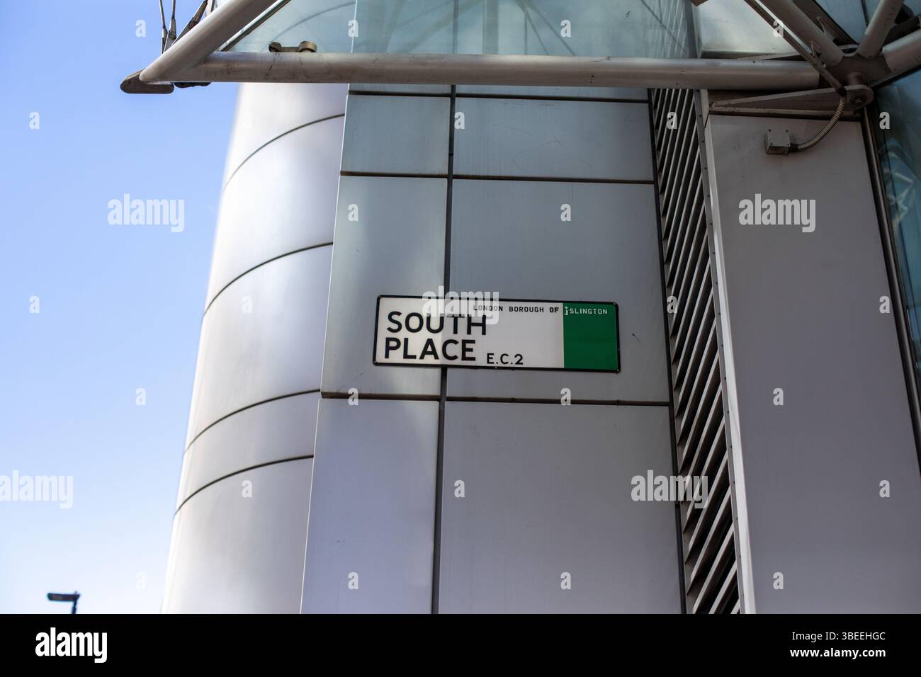 Street sign for South Place, located in the London Borough of Islington ...