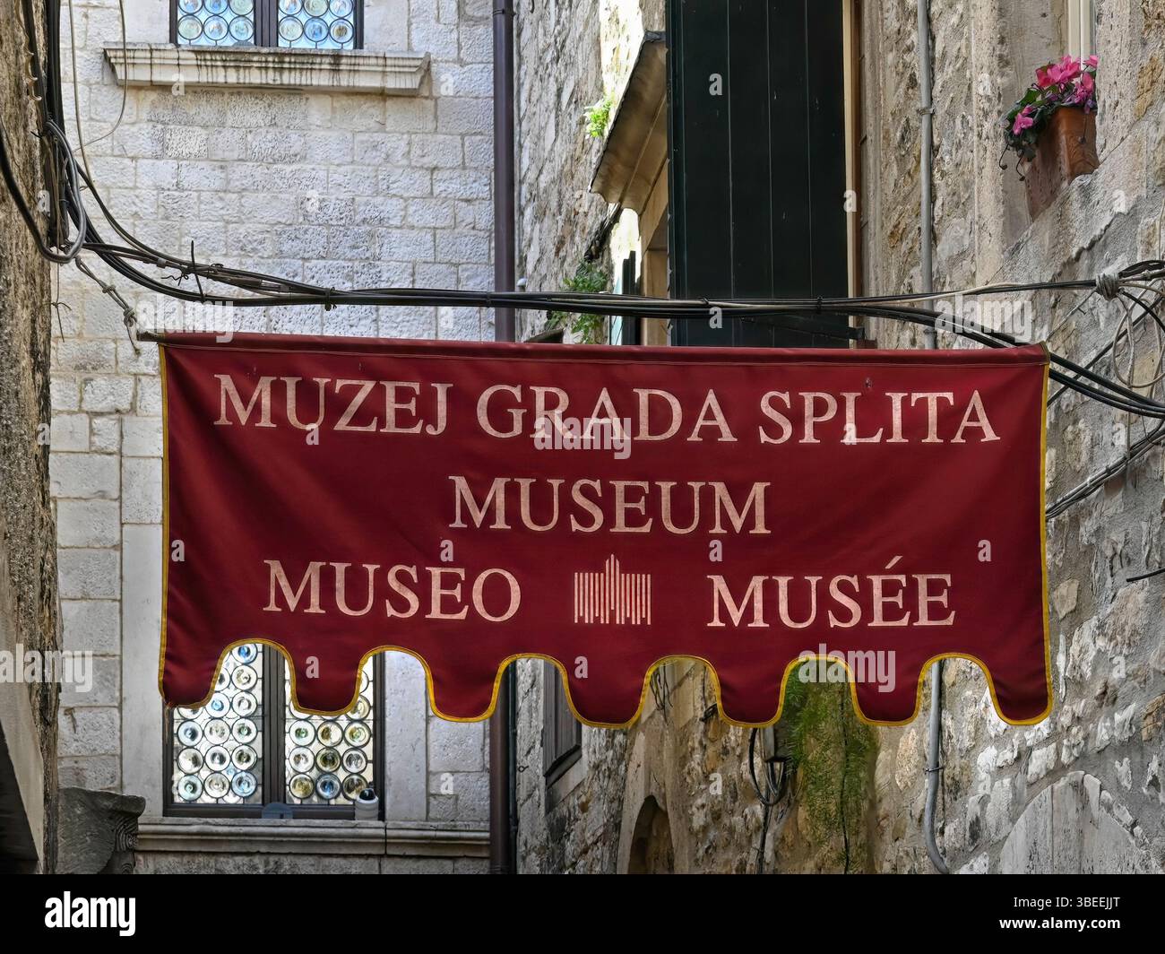 SPLIT, CROATIA - APRIL 13, 2025: Banner sign outside the City Museum ...