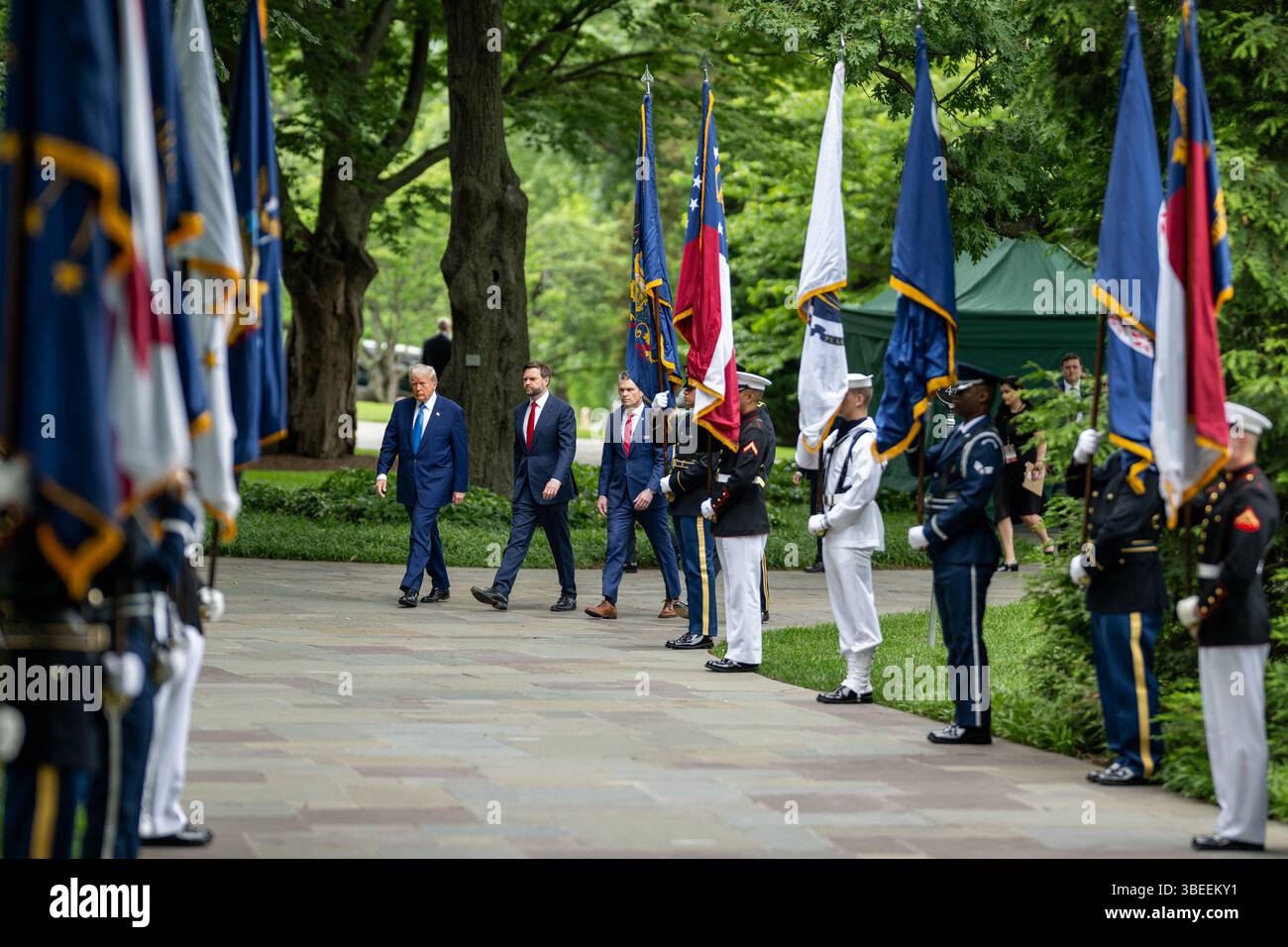 President Donald Trump arrives at Arlington National Cemetery on ...