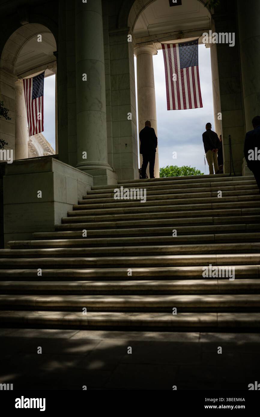 Scenes during the Memorial Day ceremony at Arlington National Cemetery ...