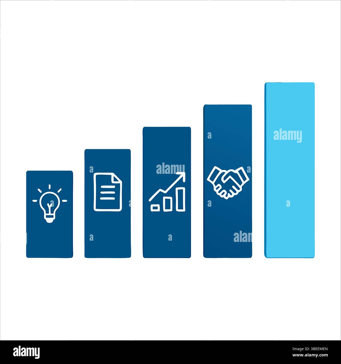 Step-by-step business success bar chart infographic with icons and ...