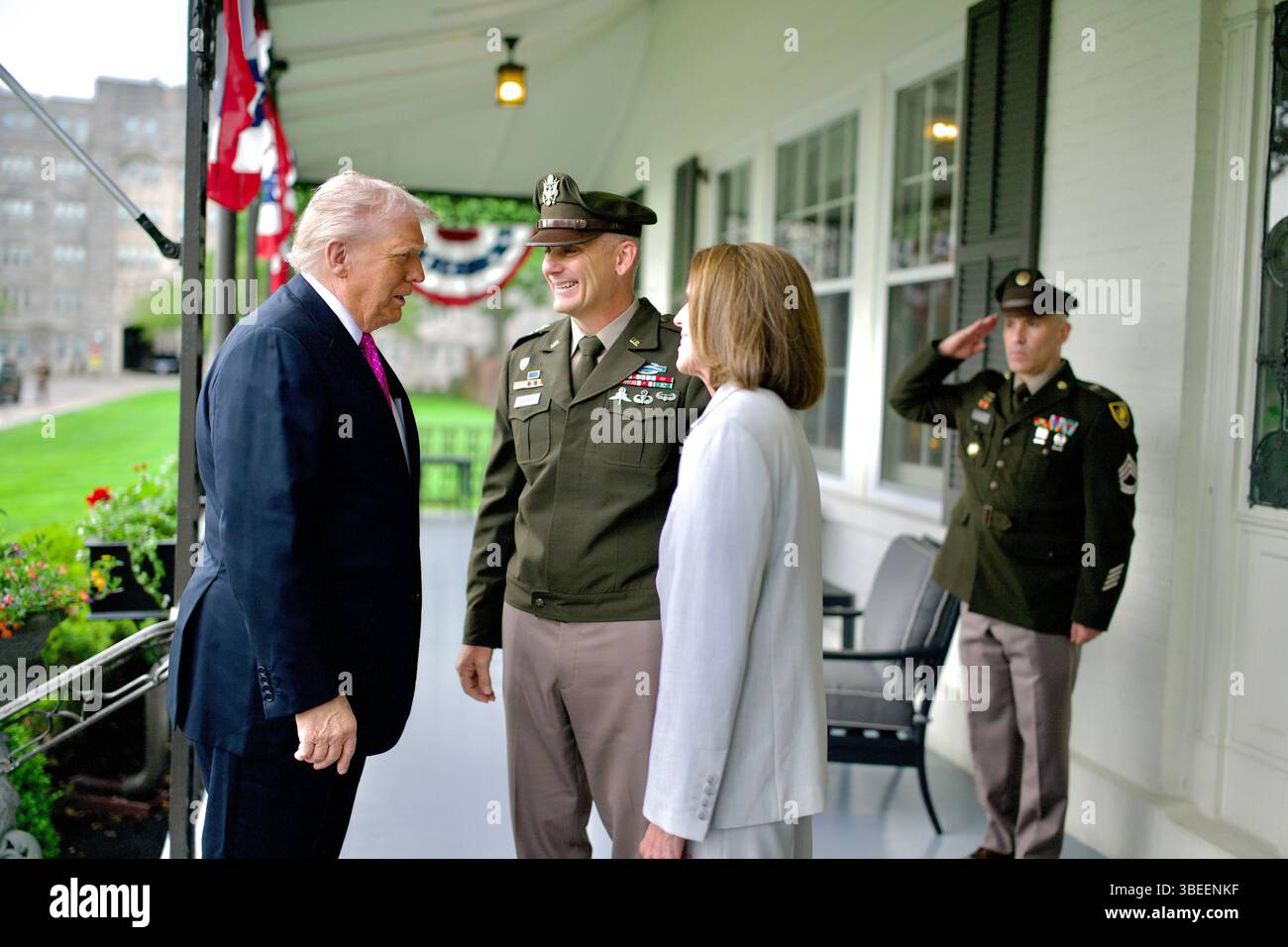 President Donald Trump greets LTG Steven Gilland, superintendent of ...