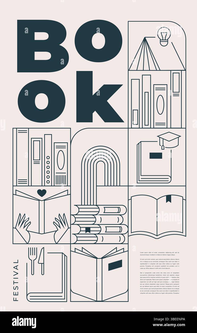 Book fair poster for advertising. Vertical poster for book fair with ...