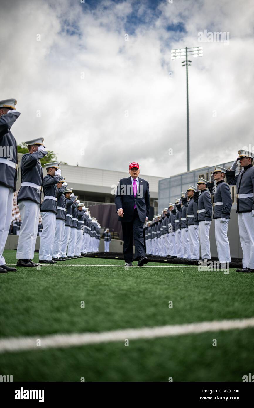 President Donald Trump arrives at Michie Stadium at West Point Military ...
