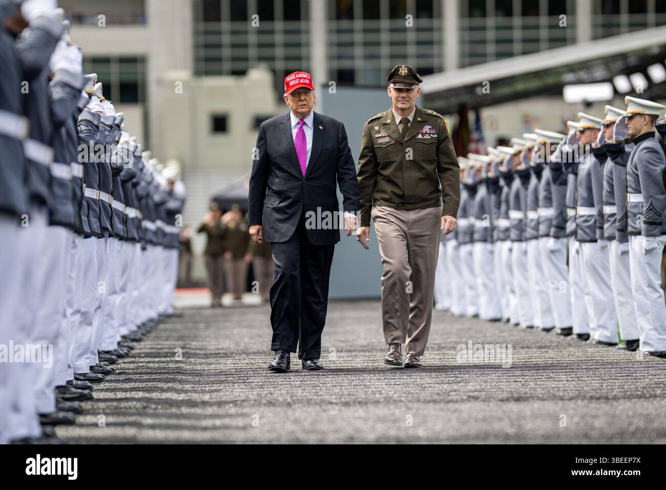 President Donald Trump leaves Michie Stadium after delivering remarks ...