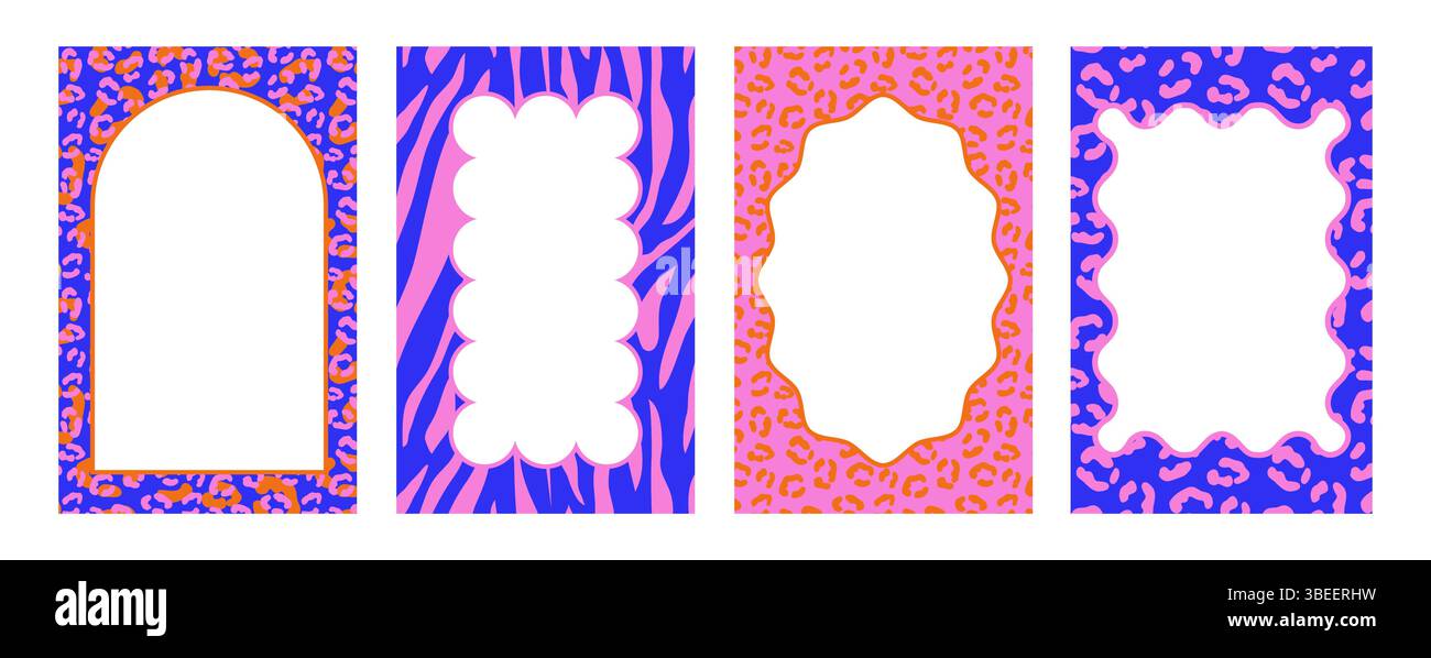 stylish fashion frames with leopard, cheetah skin pattern, textured ...
