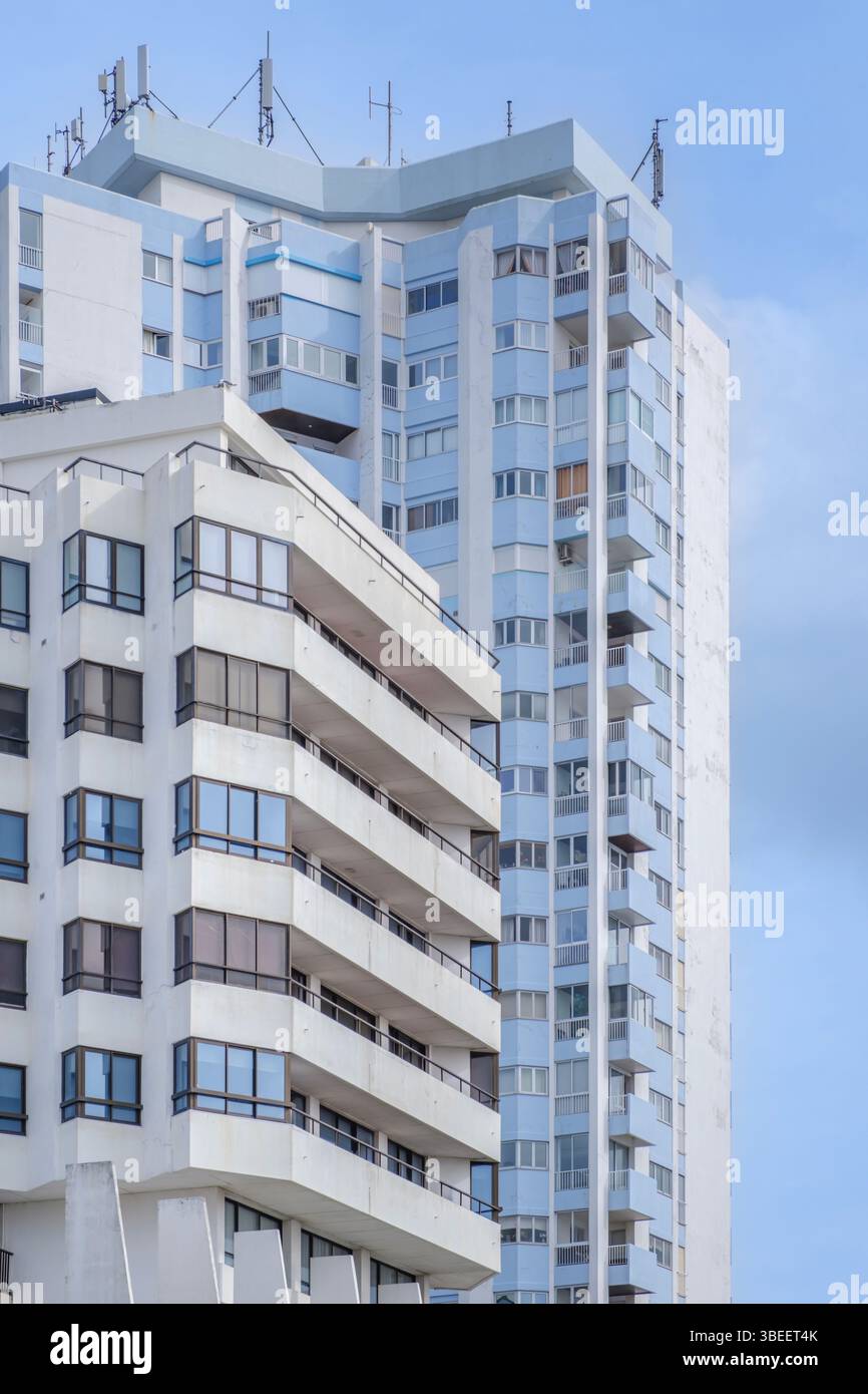 Contrasting Modern Residential Buildings with Blue and White Facades ...