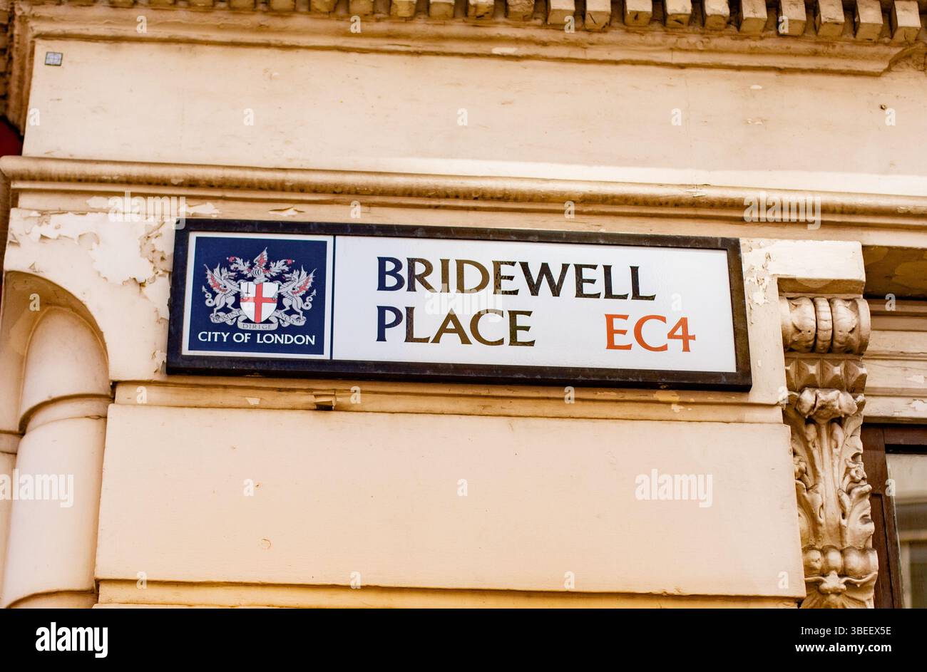A street sign for Bridewell Place in the City of London, featuring the ...