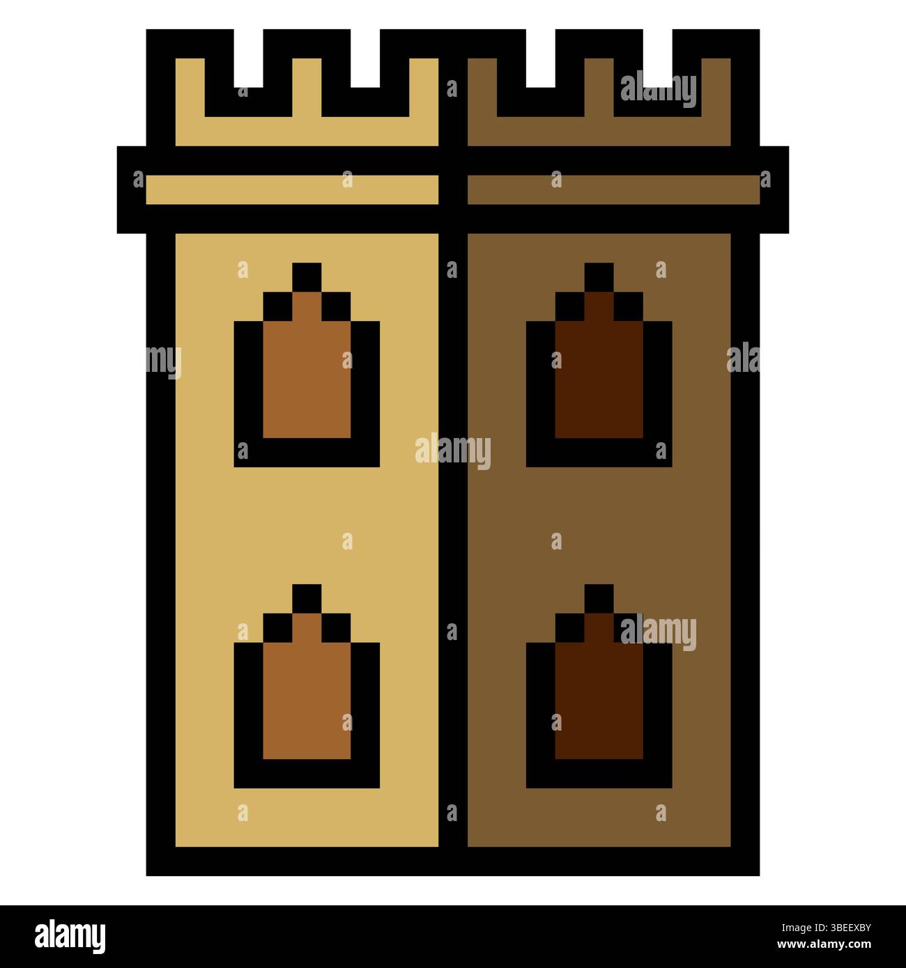 Castle fortress with pixel art isolated on white background Stock ...