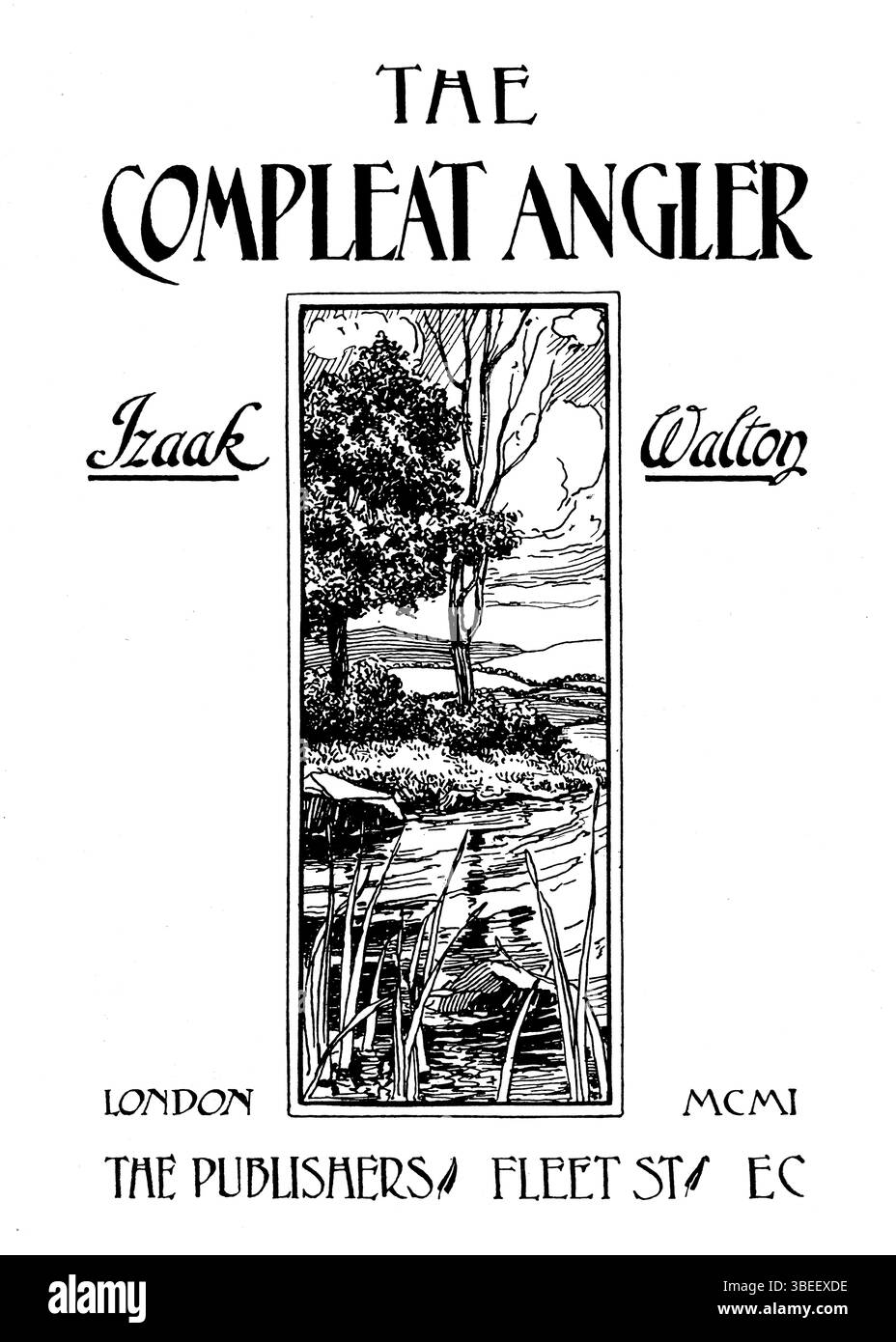 The Compleat Angler, design for a book cover, pen and ink design by ...