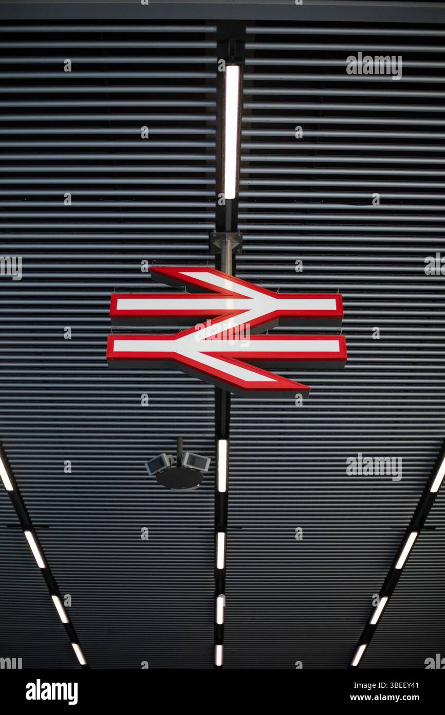 A British Rail sign is displayed on the ceiling of a London train ...