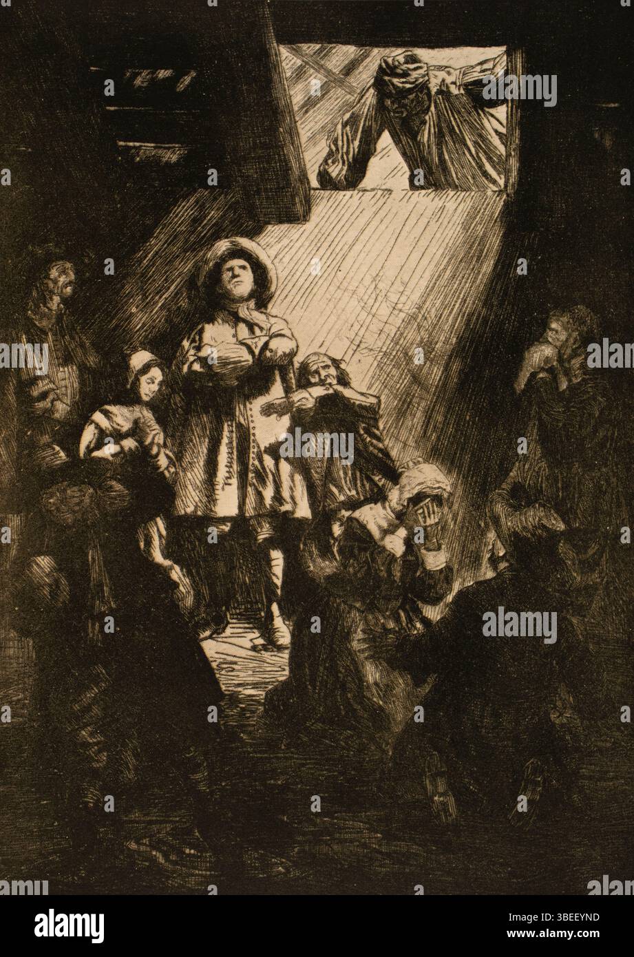 George Fox in Doomsdale lithograph from an etching by Robert Spence of ...