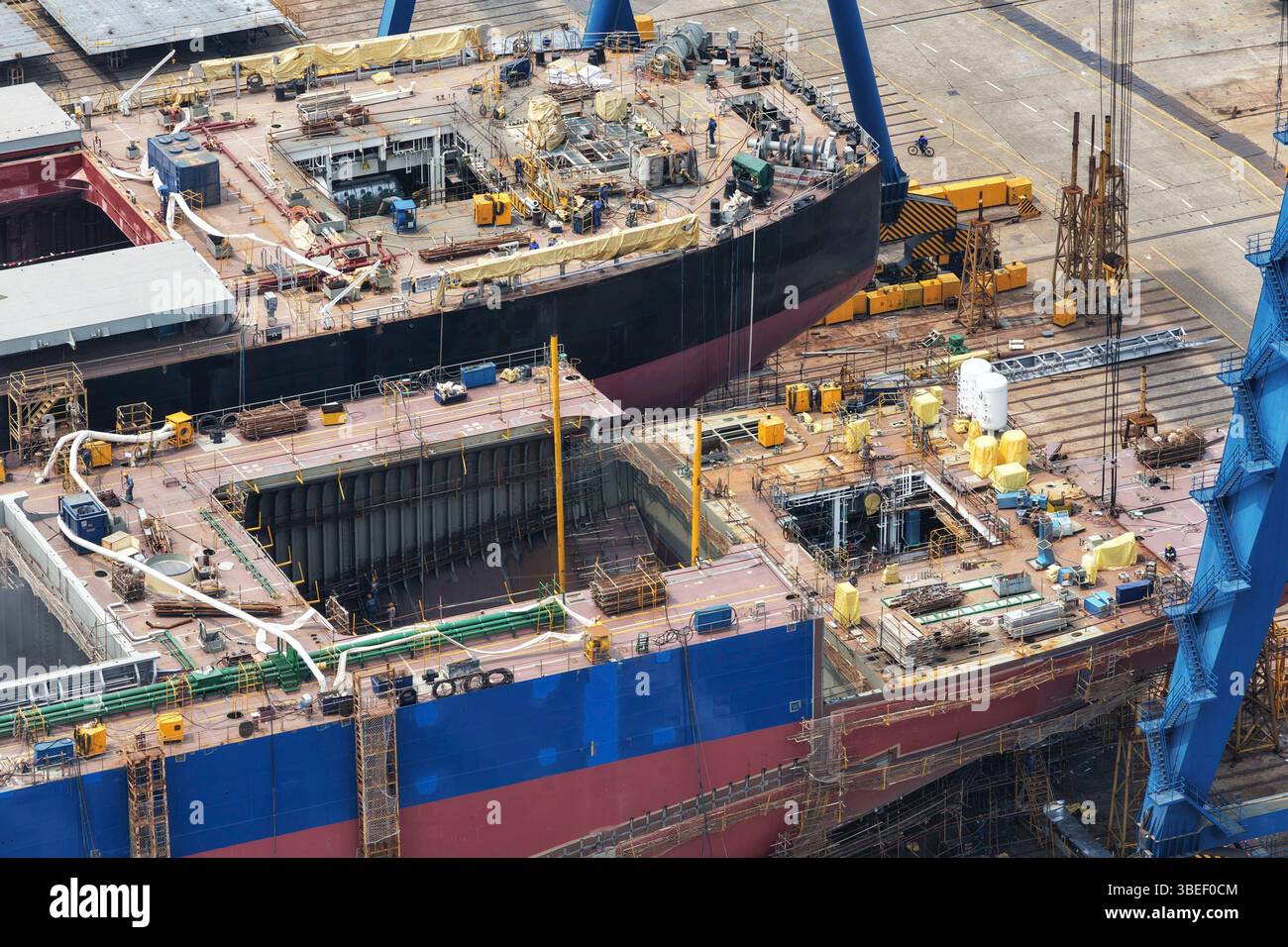 A view of ships under construction at Jinling Shipyard in Nanjing in ...
