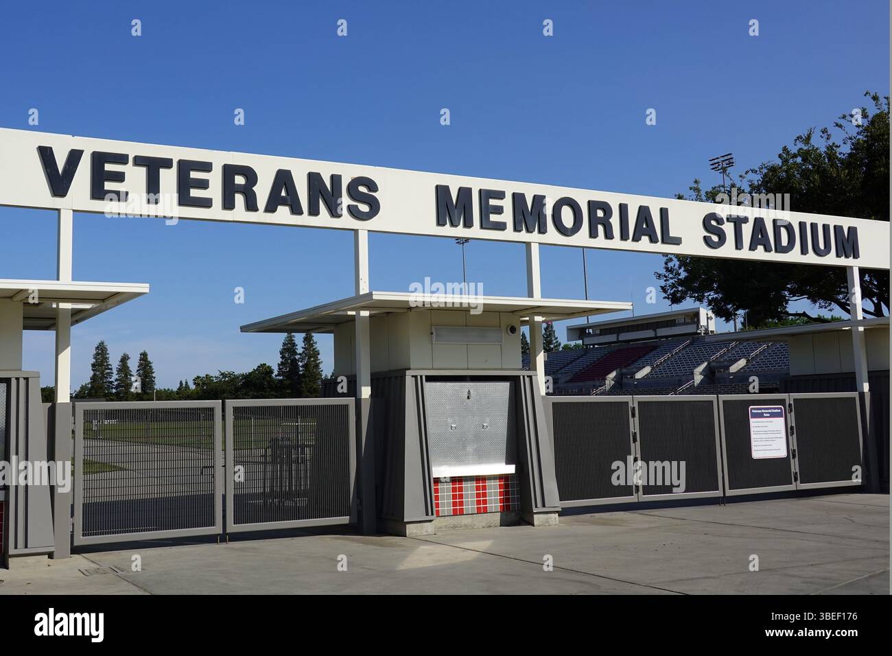 The entrance to Veterans Memorial Stadium at Buchanan High School ...