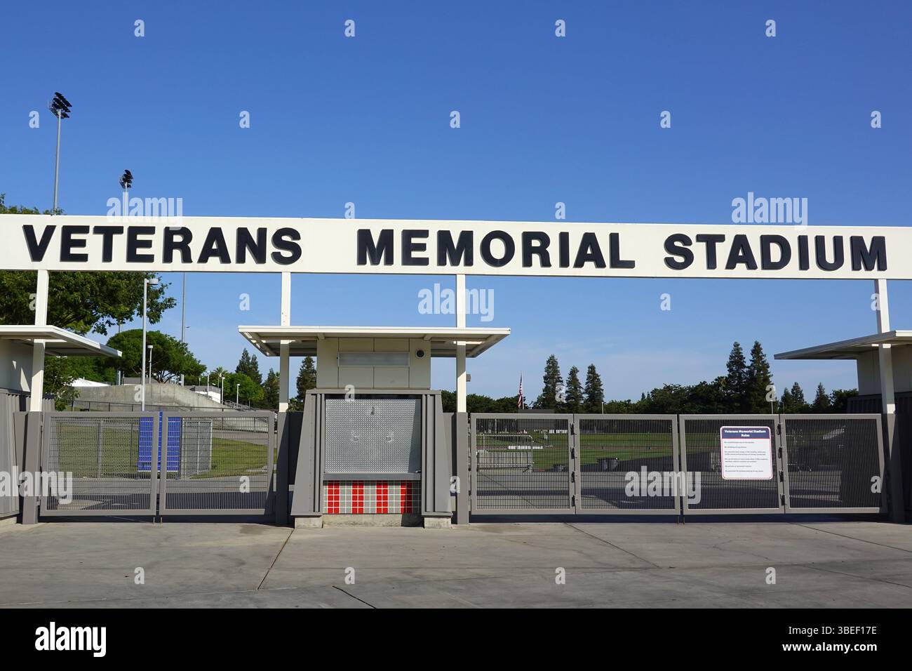 The entrance to Veterans Memorial Stadium at Buchanan High School ...