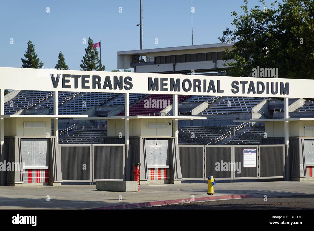 The entrance to Veterans Memorial Stadium at Buchanan High School ...