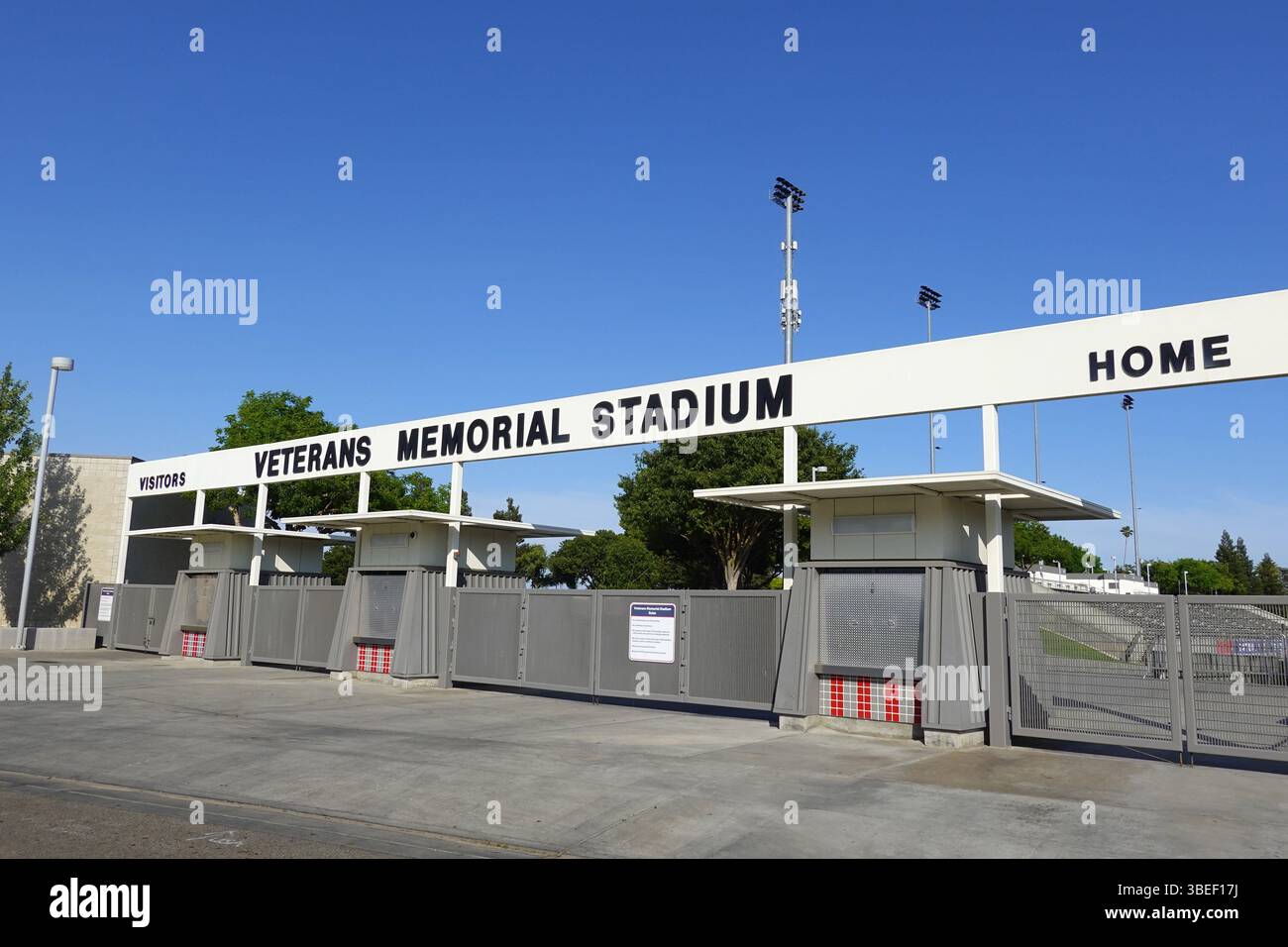 The entrance to Veterans Memorial Stadium at Buchanan High School ...