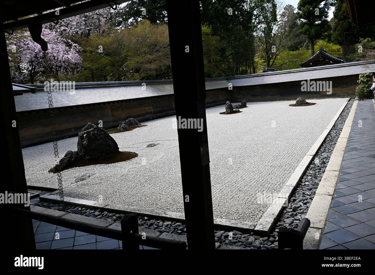Ryoan-ji temple zen rock garden in Kyoto, Honshu, Japan,Asia Stock ...