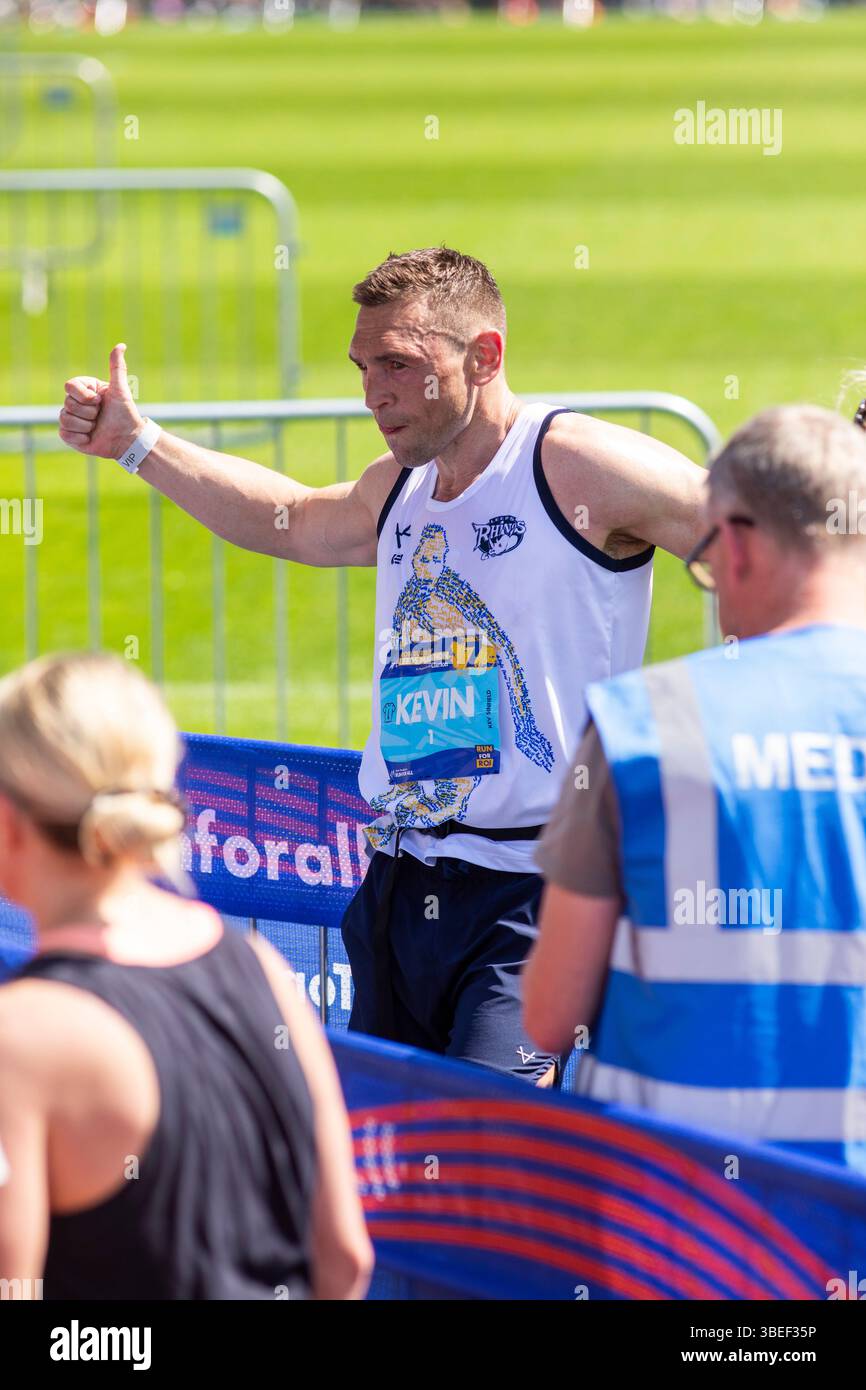 Rugby legend KevinSinfield at the Leeds marathon 2025 has become an ...