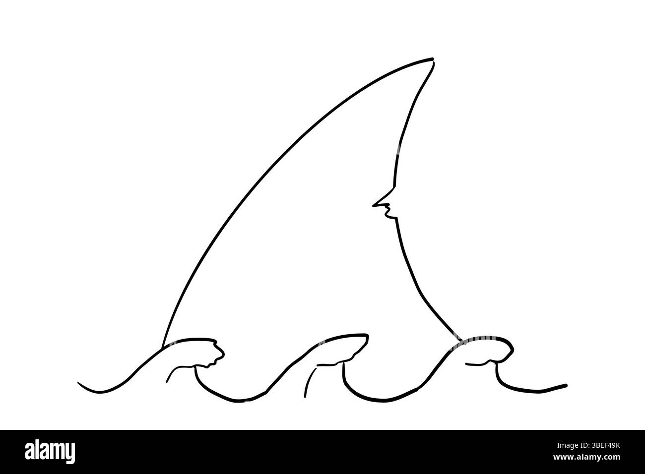 Shark fin sketch with water tattoo. Simple line silhouette dolphin or ...