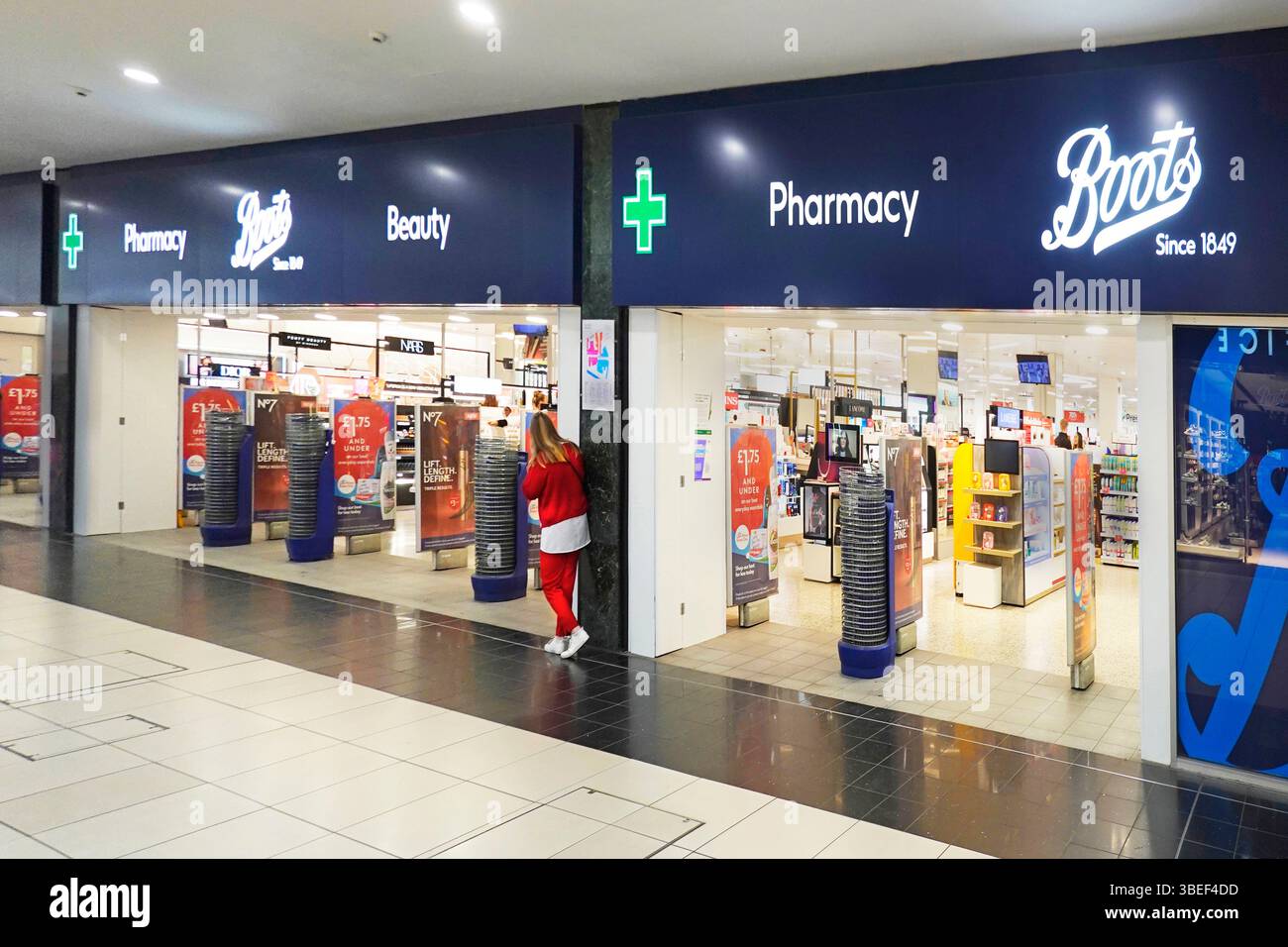 Open plan walk in entrance to Boots chemist retail shop business ...