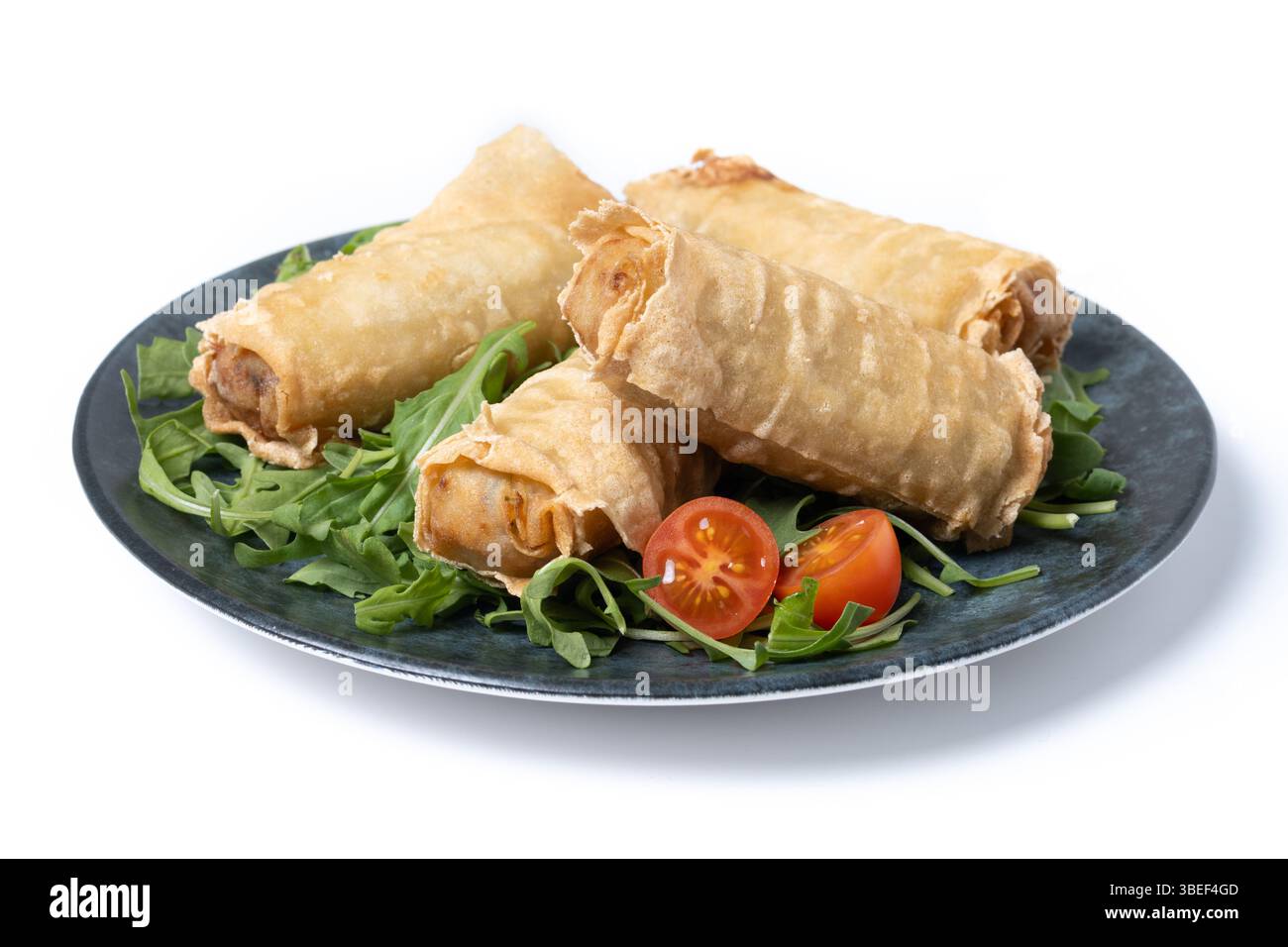 Crispy vegetables spring Rolls isolated on white background Stock Photo ...