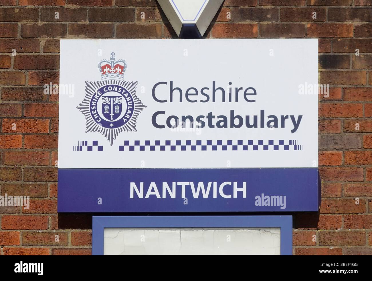 British Cheshire county Police Constabulary sign& crown logo outside on ...