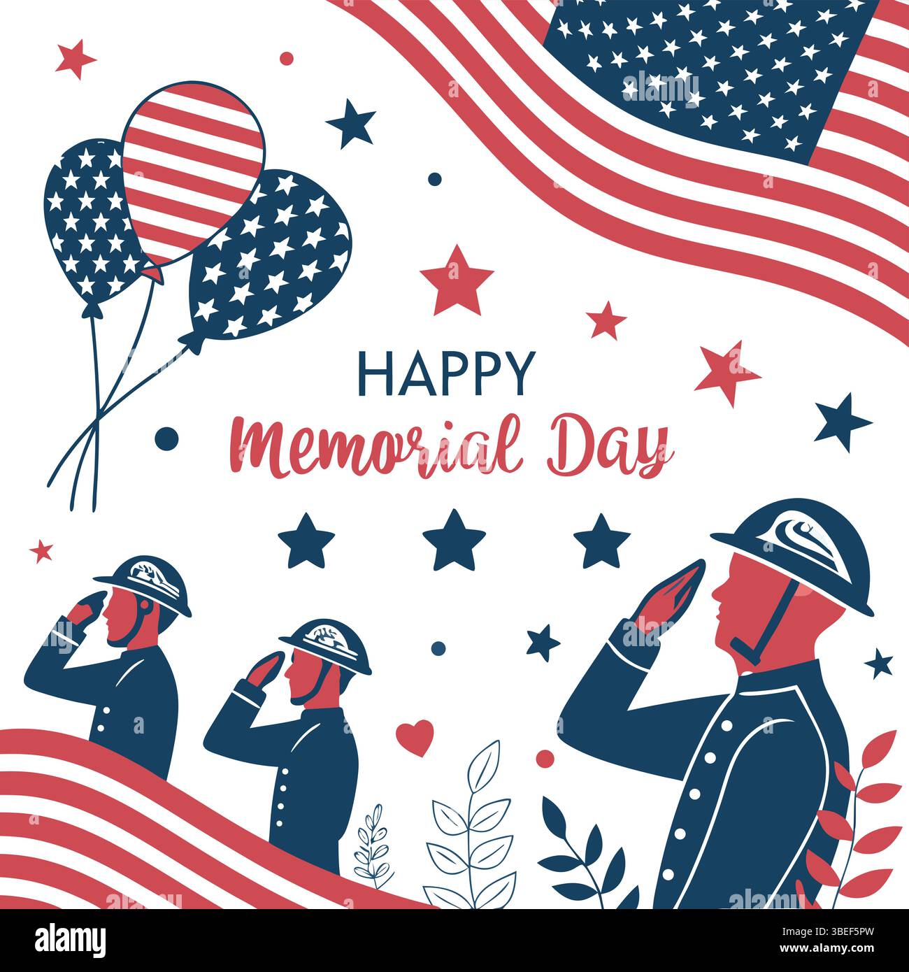 Happy Memorial Day Vector Illustration – Patriotic American Flag ...