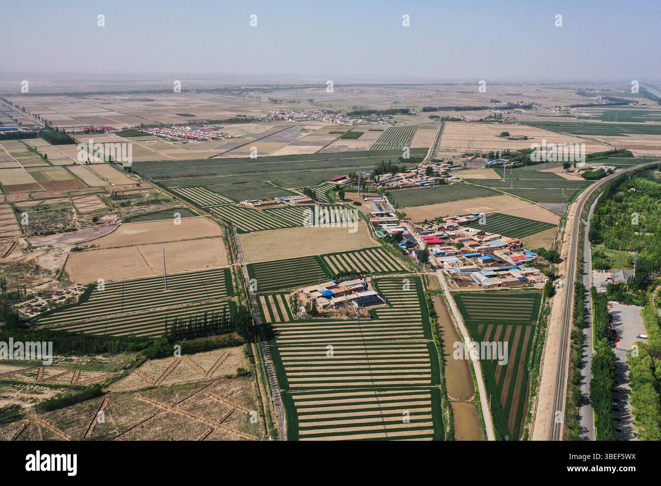 (250529) -- BAYANNUR, May 29, 2025 (Xinhua) -- An aerial drone photo ...