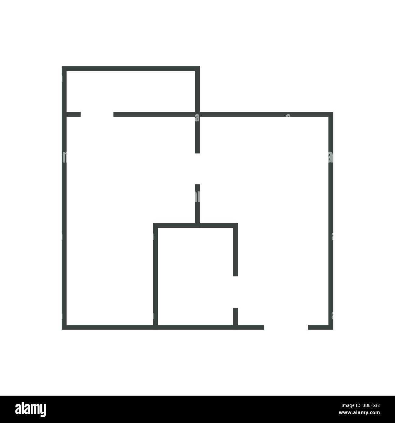 Floorplan simple icon room flat apartment line drawing, floor plan project, symbol. Technical ...